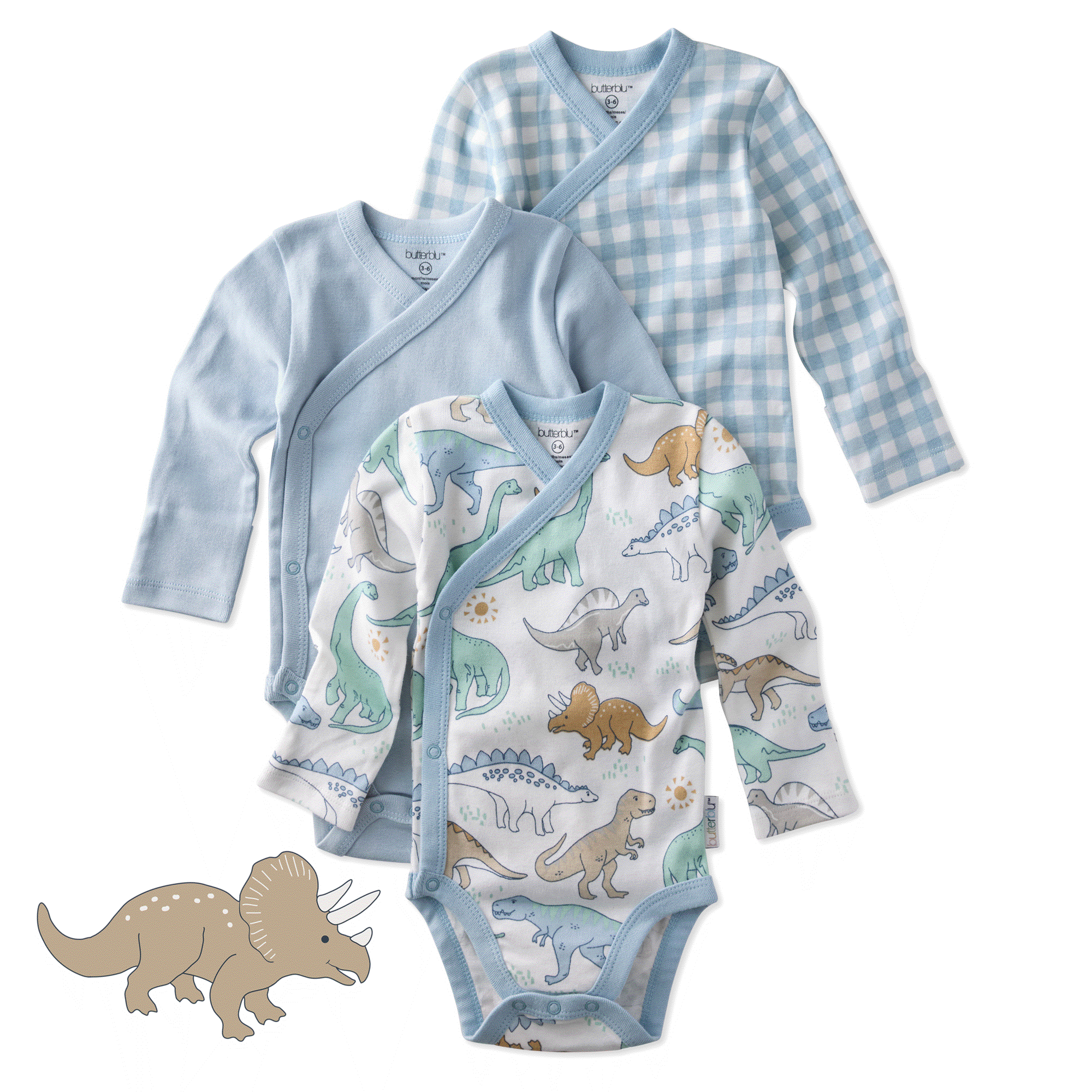 STERLING 3-Pack Side Snap Bodysuit – Butterblu